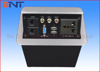 Chine Le Tableau de conférence argenté d'alliage d'aluminium sautent vers le haut des débouchés avec 2 USB, le réseau 2 à vendre