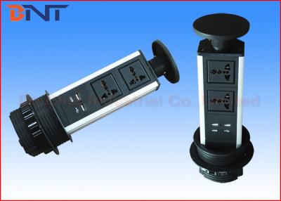 China Black Kitchen Pop Up Power Outlet , Vertical Pull Up Countertop Sockets for sale