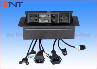 China Ovale Versammlungstisch-Stecker-Sockel schwarzer Matte Color With Power Data Jack zu verkaufen