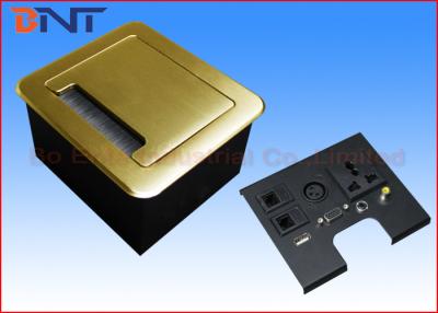 China Gold Tabletop Flip Up Power Outlet , Compact Flip Up Manual Conference Table Outlet for sale