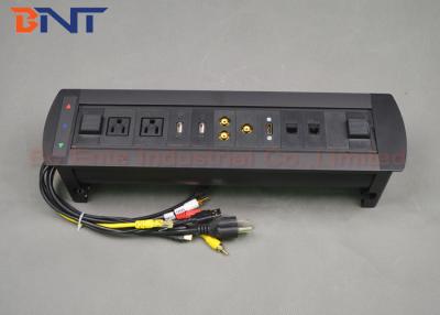 China Conference Room Tabletop Hidden Electric Rotation Power Socket 30cm Connection Wires for sale