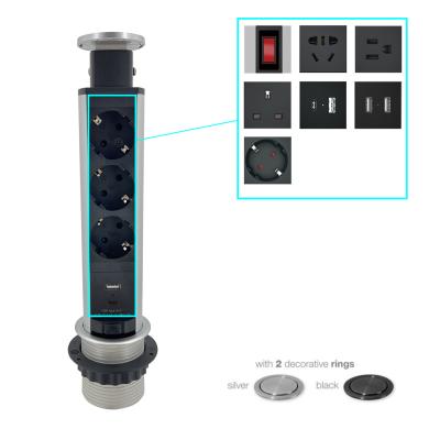 China Round Circle Hidden Kitchen Pop Up Power Outlet with USB Plugs & Sockets for Counter Table Top for sale