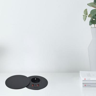 China Office Furniture round  EU power outlet & 2 usb a+ 1c for sofa coffee table charging station for sale