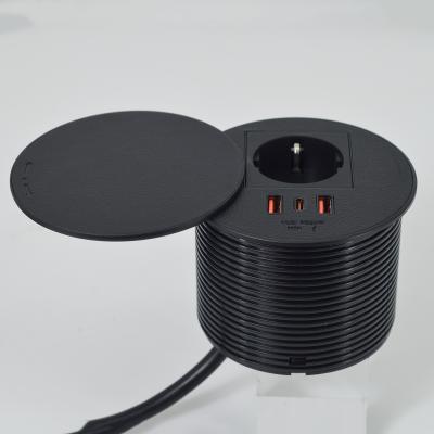 China Office Furniture round  EU power outlet & 2 usb a+ 1c for sofa coffee table charging station for sale