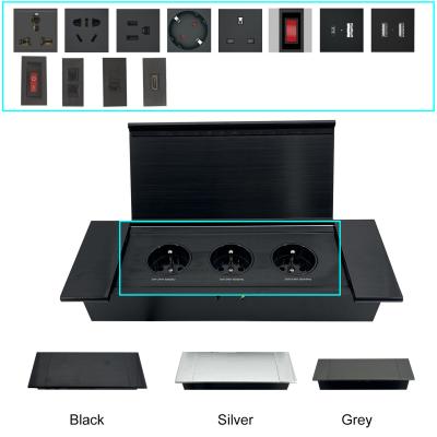 China Embedded Design Power Outlet Socket Electrical Equipment  Furniture Outlet Multiple Plug Socket With Sliding Flip Cover for sale