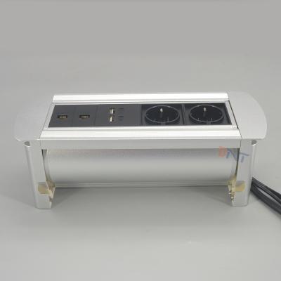 China Manual Silver  Brushed Aluminum Alloy Table Pop Up Hidden Socket for sale