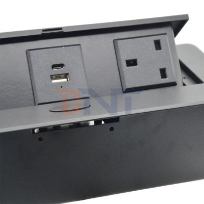 China Custom Pop-Up Design Electric Power UK Plug Socket Flush Mount 2 Outlets Tabletop Socket for Meeting & Conference Tables for sale