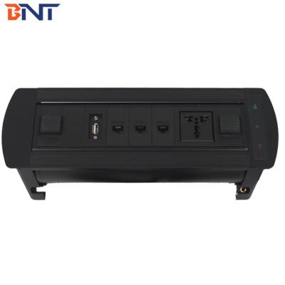 China Matte Black Conference Table Outlet , Desktop Motorized Flip Up Power Outlet for sale