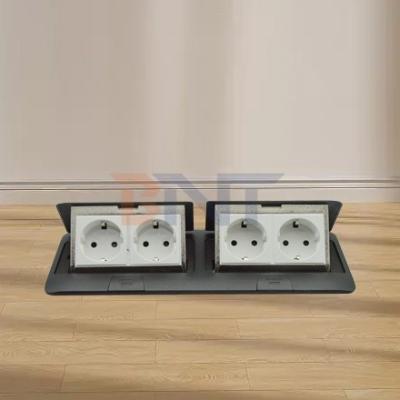 China Aluminum Alloy Floor Socket Pop-up Waterproof Hidden Ground Socket Plug 4 Outlet Power Socket for sale