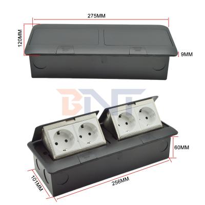 China Aluminum Alloy Floor Socket Pop-up Waterproof Hidden Ground Socket Plug 4 Outlet Power Socket for sale