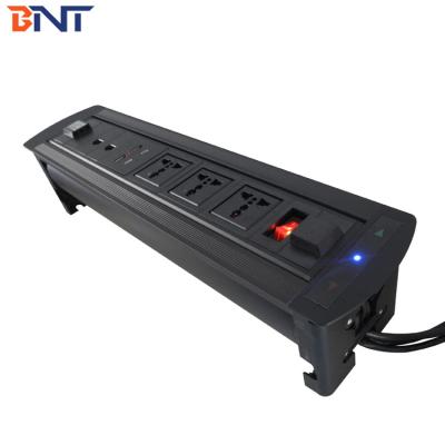 China Desk Flip Up Hidden Connector With 3* Universal Power  /1*Switch Configuration for sale
