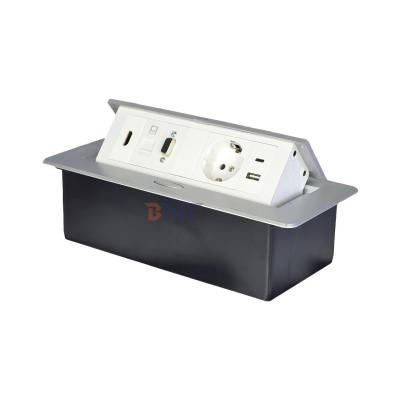 China Aluminum Alloy Pop-up Tabletop Power Socket EU power socket with Modular Configurations for sale