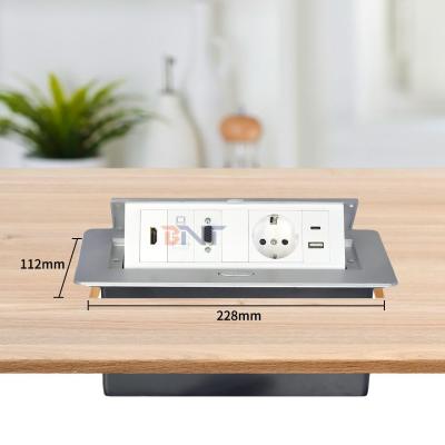 China Aluminum Alloy Pop-up Tabletop Power Socket EU power socket with Modular Configurations for sale