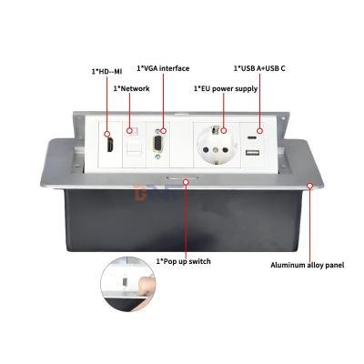China Aluminum Alloy Pop-up Tabletop Power Socket EU power socket with Modular Configurations for sale