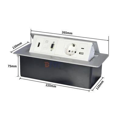 China Aluminum Alloy Pop-up Tabletop Power Socket EU power socket with Modular Configurations for sale