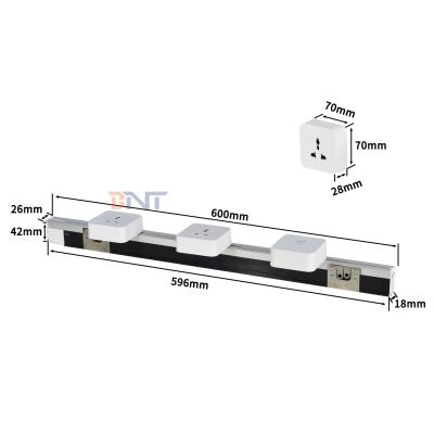 China New Removable Ultra narrow track socket Convenient Wall-Mounted Multi-Outlet Power Rail Track Socket for sale