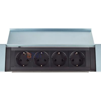 China Embedded flip cover Design Desktop Socket Power With 4 EU AC Outlets for sale