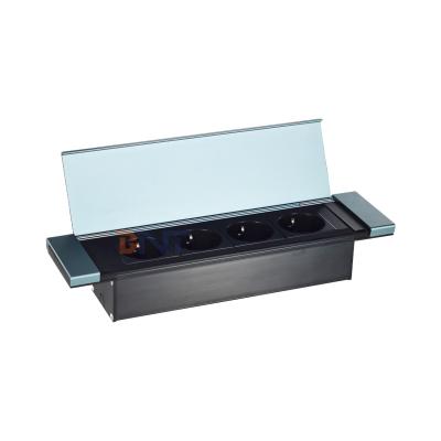 China Embedded flip cover Design Desktop Socket Power With 4 EU AC Outlets for sale