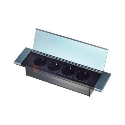 China Embedded flip cover Design Desktop Socket Power With 4 EU AC Outlets for sale