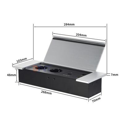China Hiddden Flip design Desktop Socket Power With 2 EUAC Outlets USB A+C HDMI Network for sale