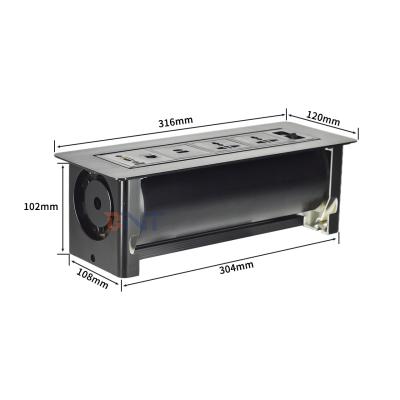 China Multimedia Rotating Desk Switch Socket/flip up Table Power Outlet/conference Table Panel Mounted Plug for sale