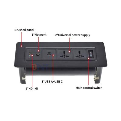 China Multimedia Rotating Desk Switch Socket/flip up Table Power Outlet/conference Table Panel Mounted Plug for sale