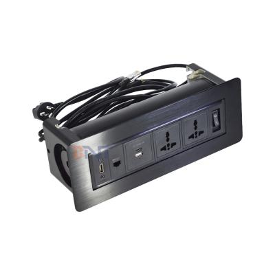 China Multimedia Rotating Desk Switch Socket/flip up Table Power Outlet/conference Table Panel Mounted Plug for sale