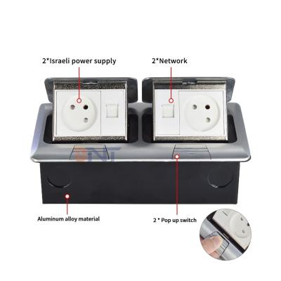 China ODM/OEM Waterproof Hidden Pop-Up Type Floor Socket Box Israel Standard 2 AC Outlets Grounding Outlets for sale