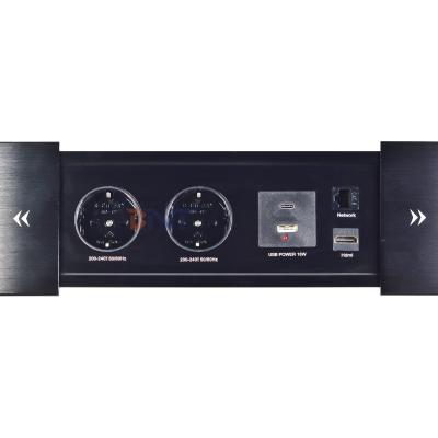 China Double Silp Open Euro Tabletop Electric Power Socket Slip-Open 2 AC Outlets & USB A+C IP44 for Office Use for sale