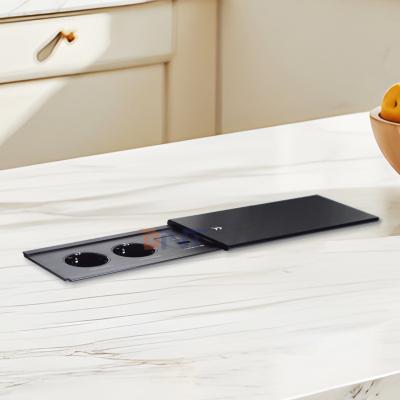 China Slip-Open Euro Tabletop Electric Power Socket 2 AC Outlets USB A+C IP44 16A Rated Current for Office Use EU Plug Standard for sale