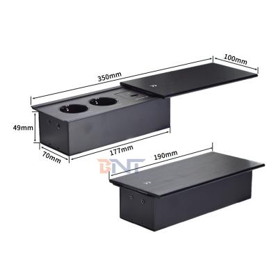 China Slip-Open Euro Tabletop Electric Power Socket 2 AC Outlets USB A+C IP44 16A Rated Current for Office Use EU Plug Standard for sale