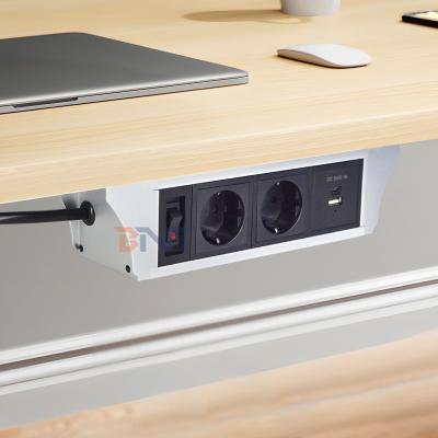 China Flexible EU Installed Under Tables/Chairs/Sofa Edge Power Strip Hanging Electric Extension Sockets With USB Port for sale