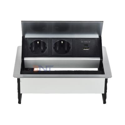 China Factory customized Desktop Brush Table Flip Cover 20W USB Socket Hidden Desktop Power Grommet for sale