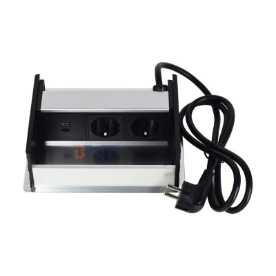 China Factory customized Desktop Brush Table Flip Cover 20W USB Socket Hidden Desktop Power Grommet for sale