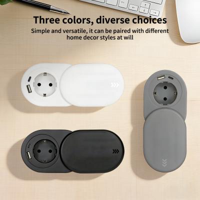 China Factory Price Industrial Mini Black EU Power Grommet Tabletop Socket with USB Port 16A PC Hidden in Furniture Desk Office for sale