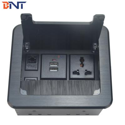 China Brushed Aluminum Alloy Desktop Power Sockets With Flip - Open Cover for sale