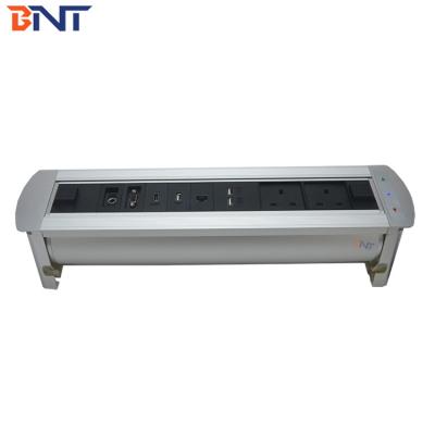 China silver multimedia flip up desk socket double UK power  with touch press switch EK9211UK for sale