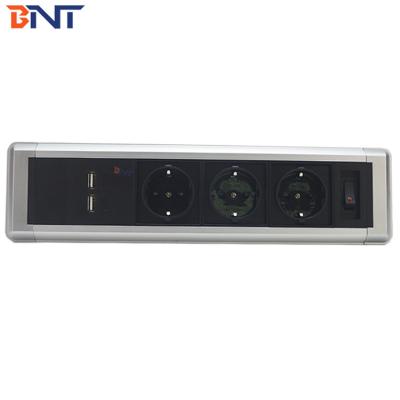 China Round Edge Corner Table Mounted Power Outlet With Three EU Power for sale