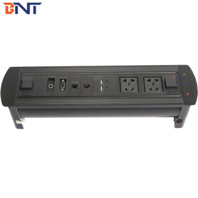 China Brushed Aluminum Alloy desktop flip up outlet connector 180 Degree Rotating Angle for sale