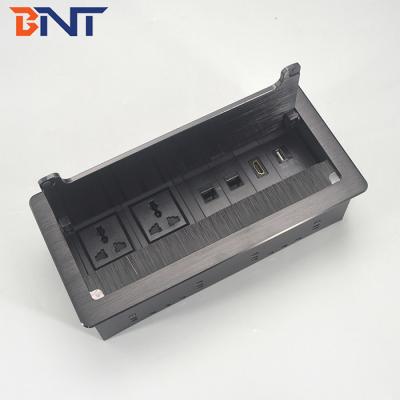 China Aluminum Alloy Brush Tabletop HDMI Flip Up Power Outlet for sale