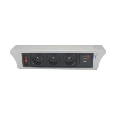 China 1.5m Cable Aluminum Alloy Desk Mounted Power Sockets for sale