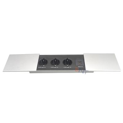 China 237*72mm Cutout Furniture Mounted Sliding Cover Socket for sale