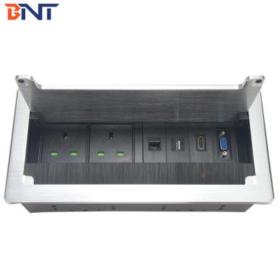 China Soft Closing Brushed Flip Up Power Outlet With Multimedia Clamshell for sale