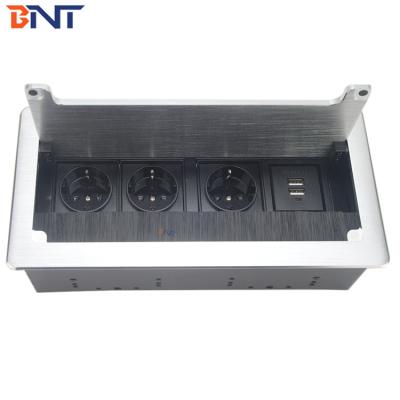 China Brush clamshell Brush Hidden Tabletop Socket Outlet For Office Furniture with USB charger for sale