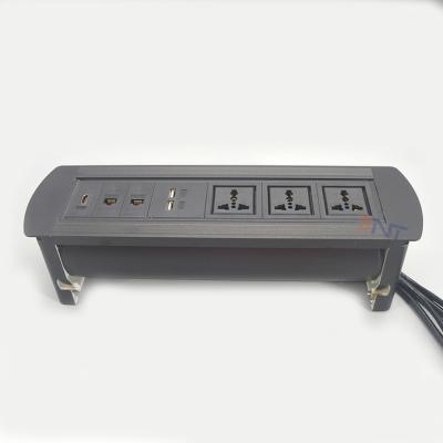 China Universal power outlet manual flip up desktop socket with rotating sockets and switch for sale