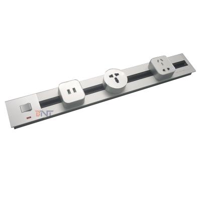 China Office Desk Smart Hidden In Tabletop Power Track System Socket GSS System Rail Track Socket for sale