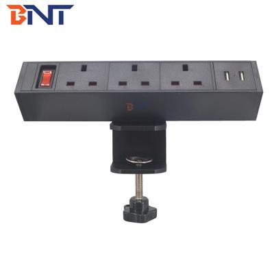 China 3 Outlets with dual usb charger desk clamp British power strip table socket for sale