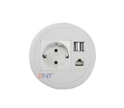 China EU Power Outlet Data Usb Smart Grommet Round Socket With Rj45 Hidden In Office Sofa Worktop for sale