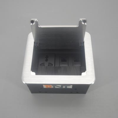 China BNT Aluminum Brushed Desktop Flip Up Power Sockets flip Open Brush Tabletop Power Outlets for sale