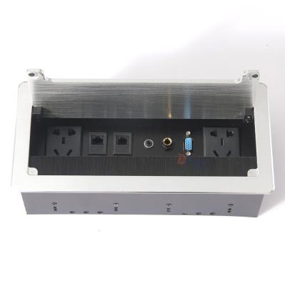 China Conference Table Power Outlets Aluminum Alloy Plate Office Hidden Desktop Power Socket Box for sale